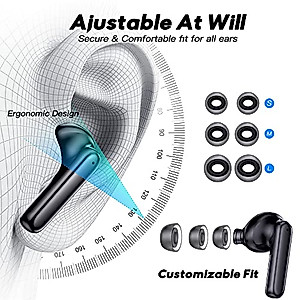 kurdene TWS G01 Bluetooth 5.3 LE Audio Earbuds Headphones, Built-in Microphone with Immersive Deep Bass & Clear Call, IPX5 Waterproof Ear Buds for iPhone, Android -Black