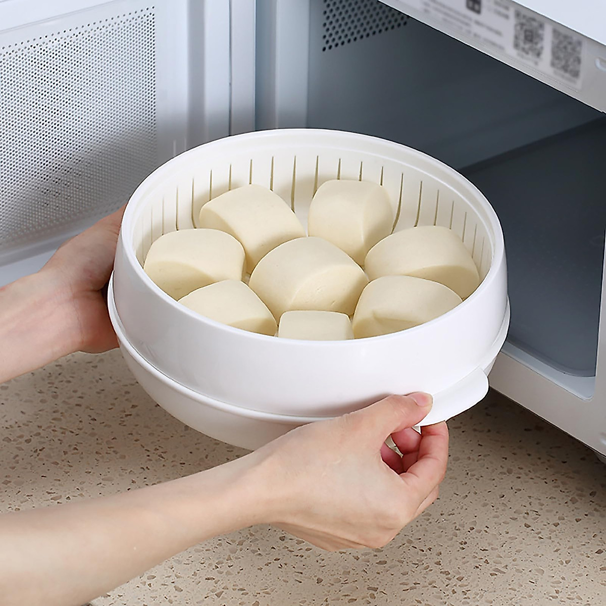 PYSUL Microwave Steamer for Vegetables, Veggie Steamer, Micro Cookware, Microwave Heating Bowl, Steamer for Cooking, Steamer Bowls for Microwave