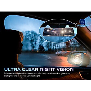 Pelsee P12 Mirror Dash Cam, 12'' 1440P QHD Front and Rear View Mirror Camera, Dual Dash Cam for Cars and Trucks, Night Vision, Voice Control, Parking Assistance, Reversing Assistance