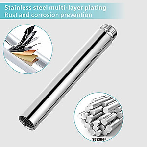 Nuodan Shower Head Extension Arm, Solid Stainless Steel Shower Pipe Extension, For Lowering or Extending Showerhead (6 Inch, Chrome)