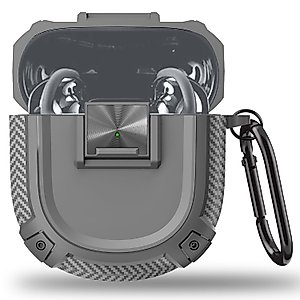 JIML [Upgrade Secure Lock] for with Bose QuietComfort Earbuds II (2022) / Ultra Earbuds (2023) Case TPU Military Shell Protective Cover Skin Shock-Absorbing with Keychain and Lanyard (Gray)