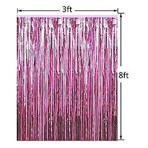 Fecedy 2pcs 3ft x 8.3ft Light Pink Metallic Tinsel Foil Fringe Curtains Photo Booth Props for Birthday Wedding Engagement Bridal Shower Baby Shower Bachelorette Holiday Celebration Party Decorations