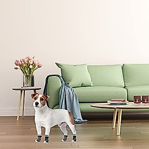 PUPTECK Anti-Slip Dog Socks with Double Sides Grips for Small Medium Large Dogs Hardwood Floors Prevents Licking, Dog Shoes for Hot Pavement Traction Control Paw Protector for Senior Dogs,Slate Grey S