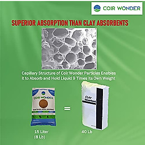 Coir Wonder 3-in-1 Oil Absorbent, Paint Hardener & Sweeping Compound – 15 Liter (15.9 Quarts) – for Oil, Biohazard, Body Fluid Spill Kit – Coco Husk Granules – Absorbing More Than Clay Litter & Mats
