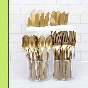 Friwer 5 Compartment Classic Acrylic Napkin Holder with Cutlery Organizer Caddy Bin, For Spoons, Forks, Knives & Cups, Indoor/Outdoor Use