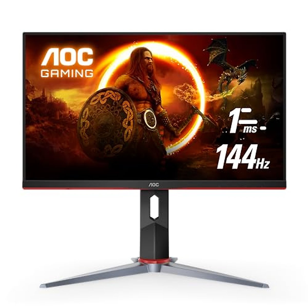 AOC 24G2 24" Frameless Gaming IPS Monitor, FHD 1080P, 1ms 144Hz, Freesync, HDMI/DP/VGA, Height Adjustable, 3-Year Zero Dead Pixel Guarantee,Black/Red