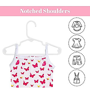 Binswloo Baby Hangers for Nursery, 30Pcs Plastic Kids Hangers, Small Children's Clothes Hangers with 8Pcs Baby Closet Dividers, Great as Infant & Toddler Hangers, 11.4 Inch, White