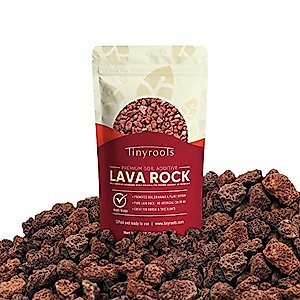 Tinyroots Red Lava Rock for Plants, 2.25 Quarts, Sifted Bonsai and Cactus Soil Additive, Maintains Proper Moisture, Used for Top Dressing, Volcanic Rock, No Dyes or Chemicals