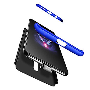 ZSCHAO Case for Oppo Reno2 Z Oppo Reno 2Z 360 Degree Ultra Slim Anti-Shock with Tempered Glass Case Compatible with Oppo Reno2 Z Hard Shockproof Full Matte Case Cover Black + Blue