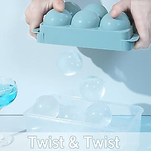 WIBIMEN Large Ice Cube Tray, 1.9IN Whiskey Ice Mold, 2 Pack Sphere Ice Cube Mold with Bin&Tong, Leak-free Round Ice Cube Mold, Easy Fill & Release Ice Ball Maker for Whiskey Cocktails Bourbon(Blue)