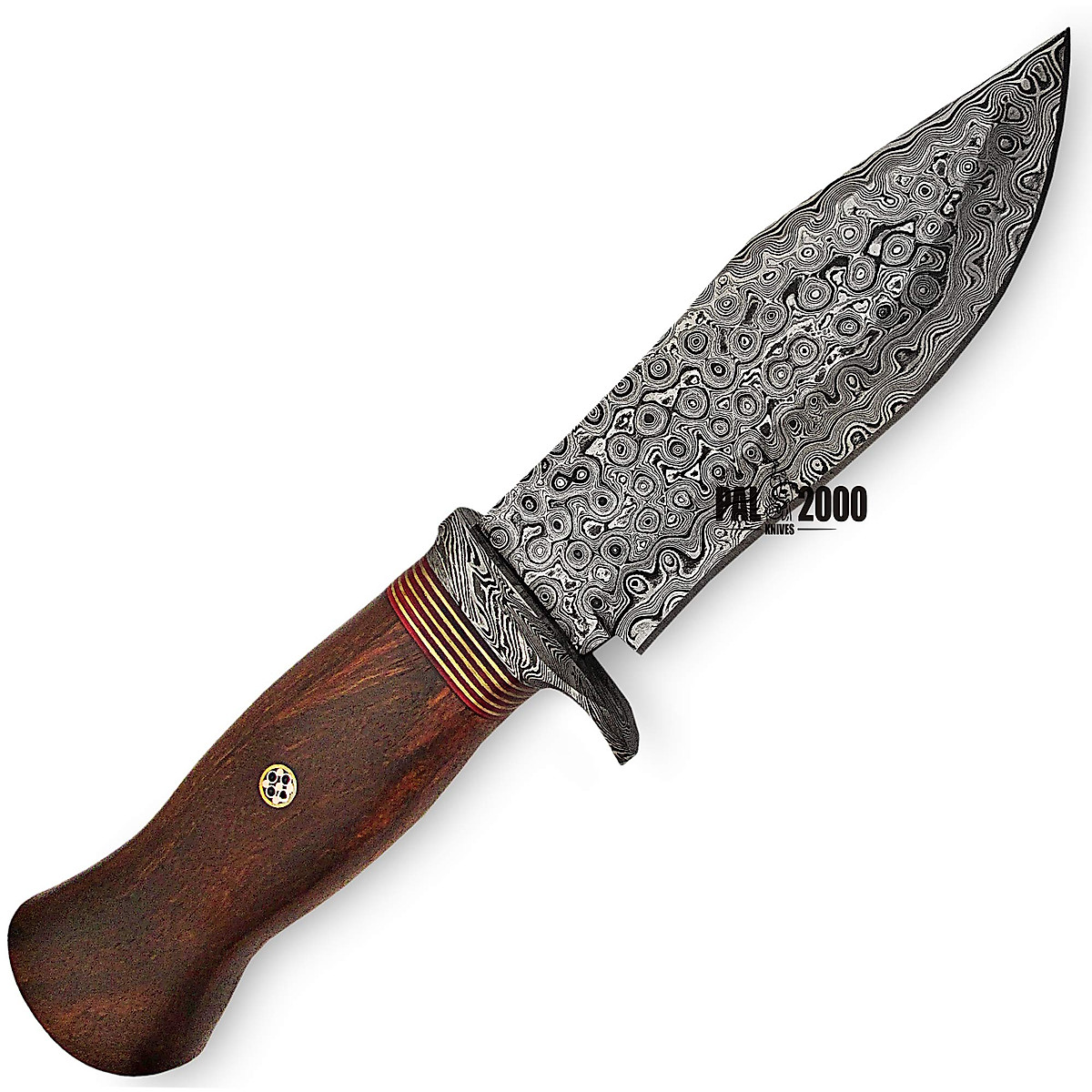HK-9892 Handmade Damascus Steel Hunting 10.4 Inch Knife Solid Rose Wood Handle with Sheath