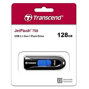 Transcend 128GB JetFlash 790 USB 3.0 Flash Drive (TS128GJF790K),Black