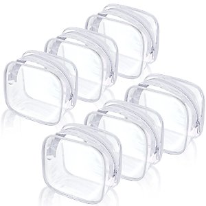 Weewooday 6 Pcs Mini Clear Toiletry Makeup Bag Small PVC Travel Bag Waterproof Plastic Cosmetic Bag with Zipper Portable Cosmetic Makeup Bag for Vacation Bathroom Organizing(Transparent)