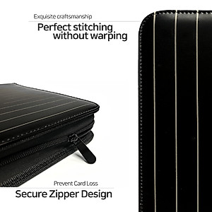 ZINOMAR Baseball Card Binder with Sleeves, 40 Pcs 9-Pocket Pages for 720 trading cards, Portable Card Collector Album Holder Book, Zip Carrying Case Display Storage for TCG - Black