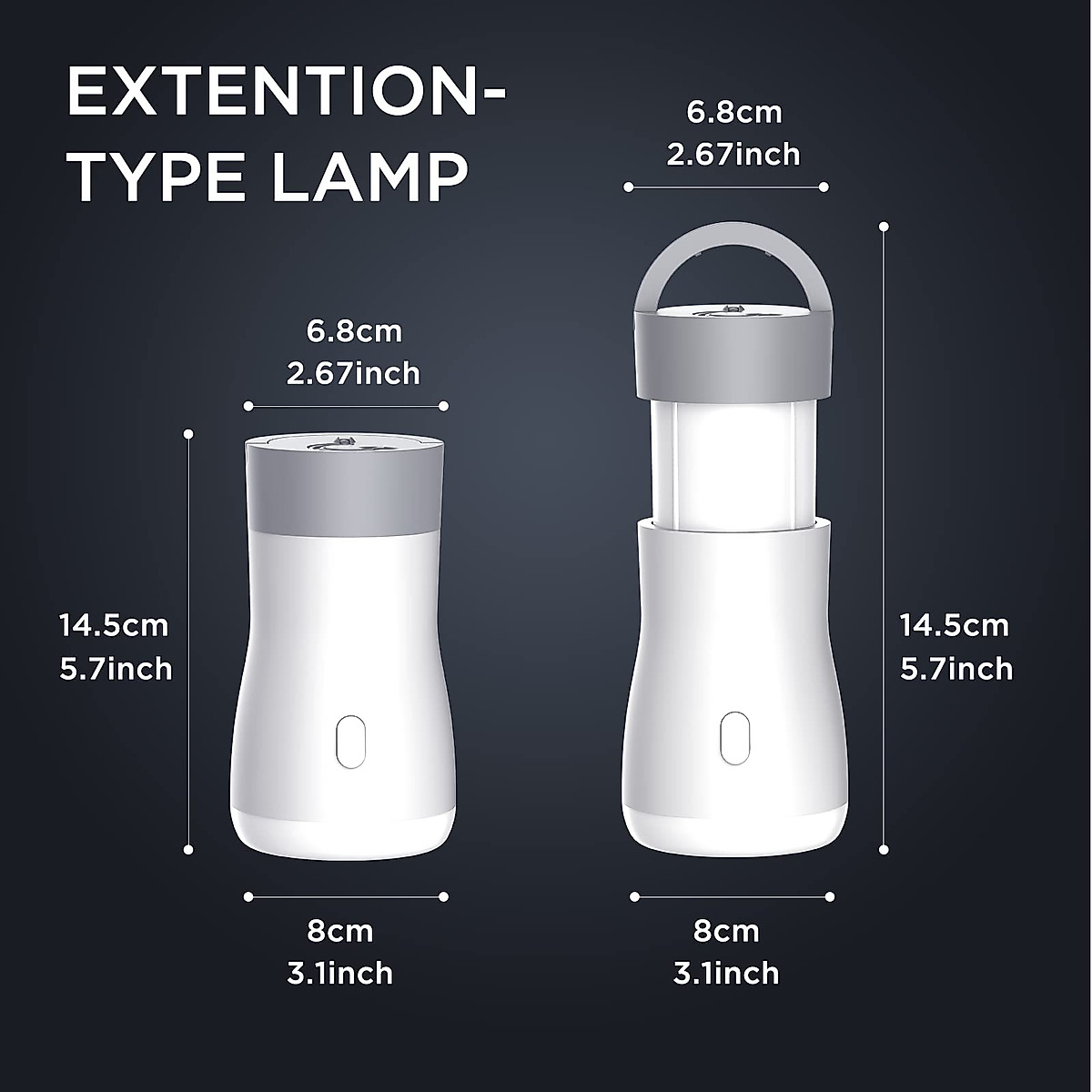 Portable Bright LED Spotlight with 3 Light Sources Eye-Friendly Table Light Rechargeable Night Light for Home & Emergency Hanging Tent Lantern with USB Port for Outdoor Adventures Christmas Gift
