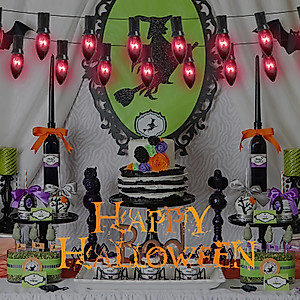 25 Pack C9 Halloween Replacement Bulbs, Black Halloween Bulbs Dark Purple Light for Indoor Outdoor Patio Halloween Christmas Party String Lights, 7W Incandescent, C9/E17 Intermediate Base