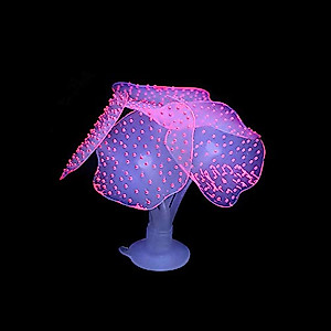 Filhome Glowing Fish Tank Decorations, 4 pcs Glow Aquarium Decoration Plants Kit Glowing Mushroom Coral Ornaments