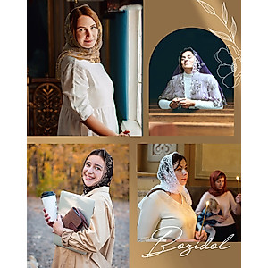 Bozidol Catholic Church Mass Veil Spanish Chapel Lace Mantilla Veil Religious Velos para ir a la Iglesia (Purple-Gold)