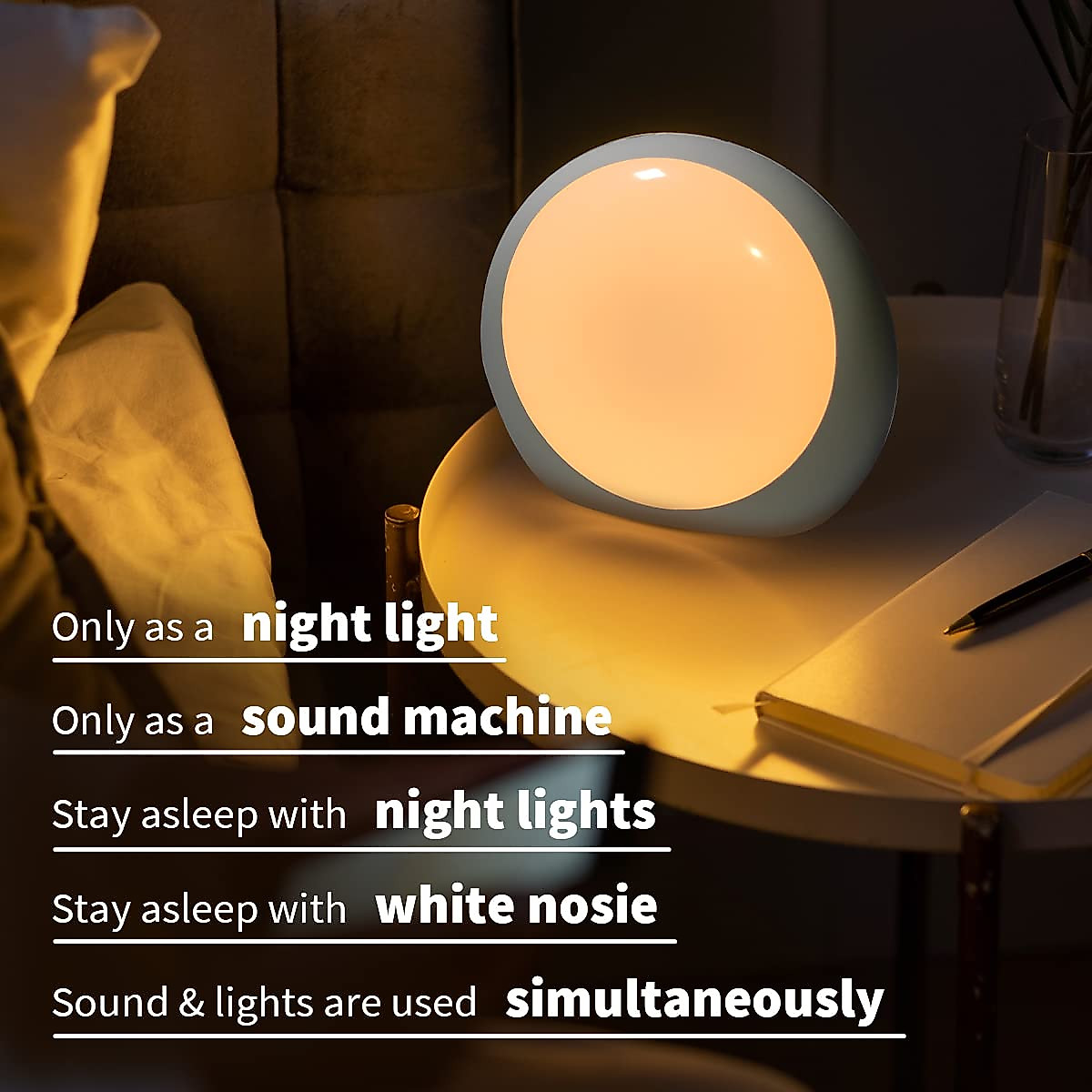iDealSleep Brown Noise Sounds Machine White Noise Machine with 30 Soothing Sounds 12 Color Night Lights Auto-Off Timer Calming Sleep Machine with Memory Function for Baby Kids Adult for Office Privacy