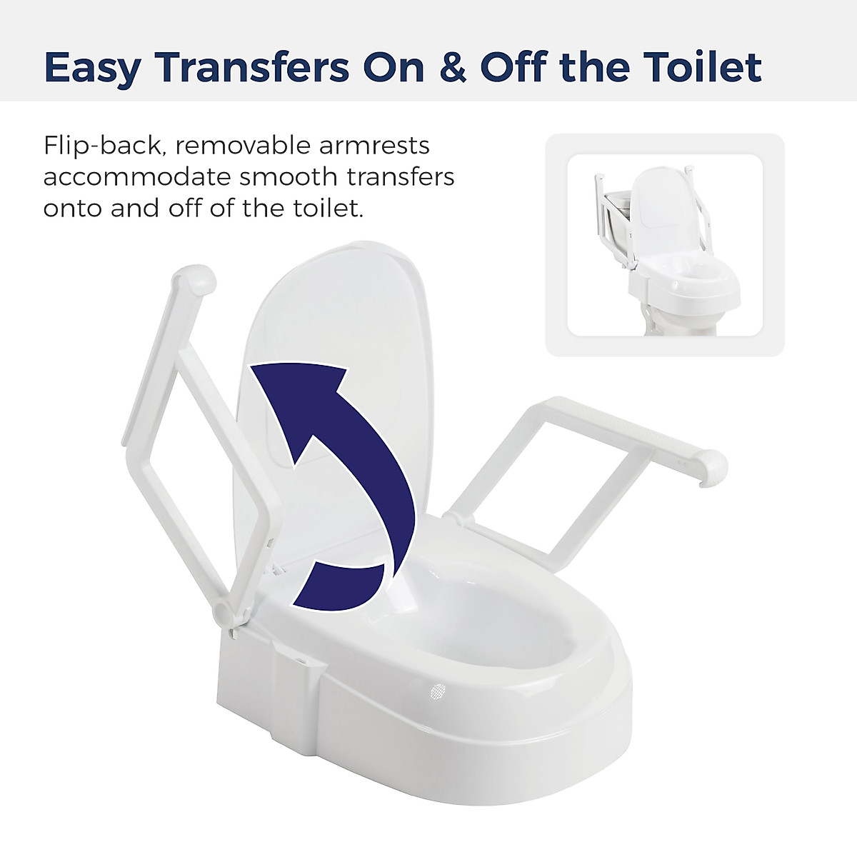Drive Medical PreserveTech Universal Raised Toilet Seat with Handles, White