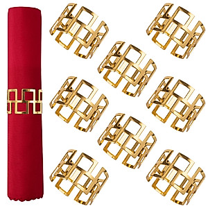 Napkin Rings- Gold Napkin Holder, Round Metal Napkin Buckle for Holiday Party Dinner Wedding Dining Table Decoration (Set of 8)