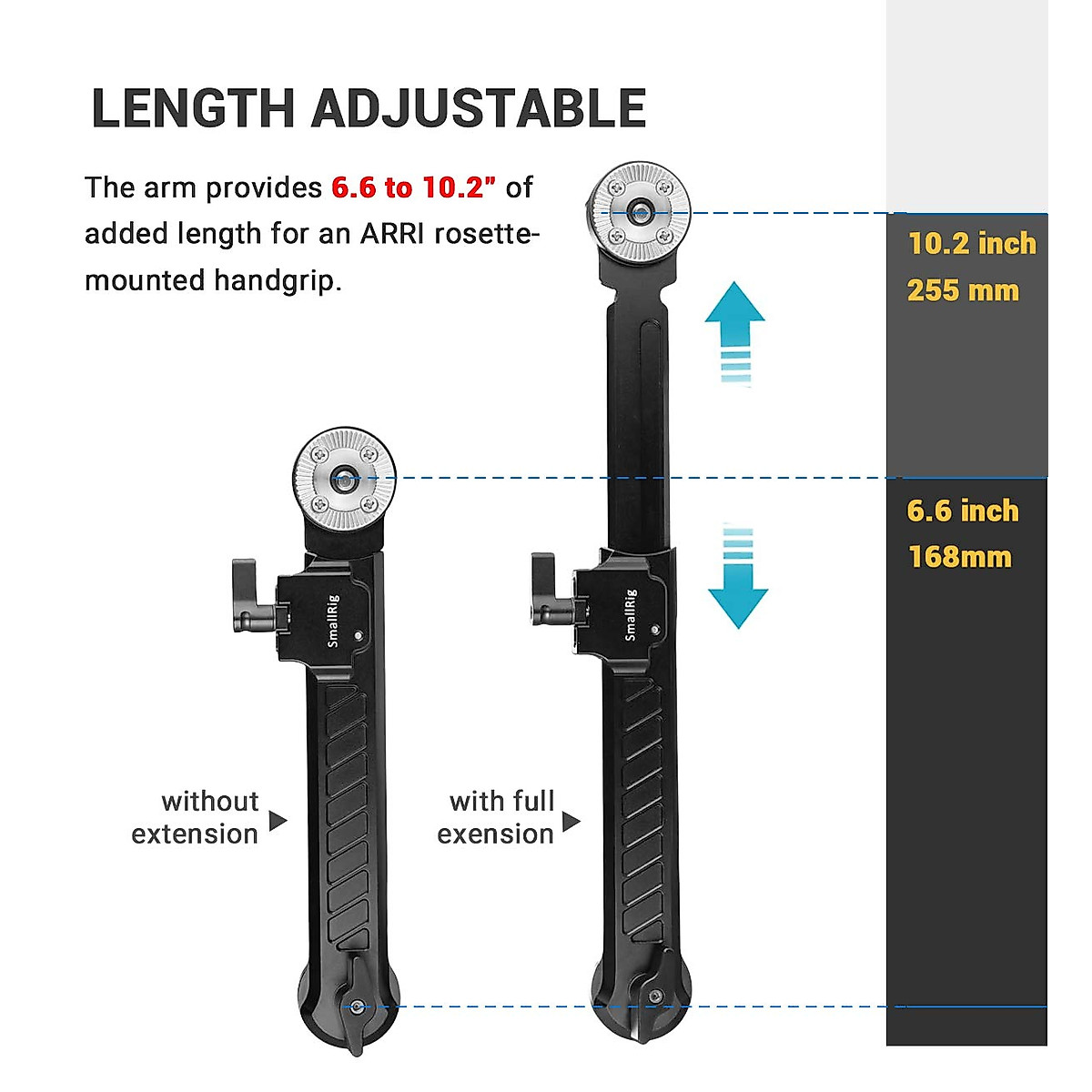 SMALLRIG Rosette Extension Arm Dogbone with Length Adjustable, M6 Rosette 31.8mm - 1870