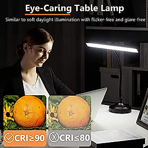 CELYST LED Desk Lamp Piano Light with Interchangeable Base and Clamp, Eye-Caring Table Lamp & Clip Lamp with 3 Color Modes & Stepless Dimming, Memory Function, Flexible Gooseneck for Reading, 10W