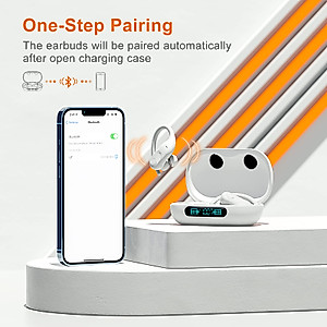 Wireless Earbuds Bluetooth Headphones 130Hrs Playtime with 2500mAh Wireless Charging Case LED Diaplay Hi-Fi Waterproof Over Ear Earphones for Sports Running Workout Gaming