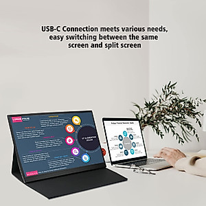 HUIISUOC Portable Monitor 17.3 Inch Ultra Slim Portable Monitor for Computer Display Full HD 1080P IPS Screen 178°Full View. USB C Monitor with HDMI for Laptop/Computer/Smart Phone/Xbox/PS4