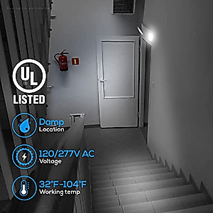 TORCHSTAR LED Emergency Light, UL Listed, Emergency Lighting Fixture, Two Adjustable Heads, Damp Rated, AV 120/277V, Emergency Lights with Battery Backup, Hardwired Exit Lights for Business, Pack of 4