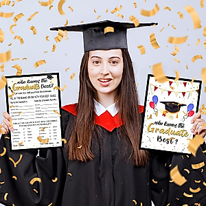 Yangmics Direct Who Knows the Graduates Best - Grad Graduation Party Game 2024 Party Supplies Decoration- 30 Cards