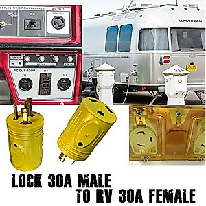 MARVINE CABLE Generator/RV Power Adapter 30 Amp twist lock NEMA L5-30P to TT-30R 3-Prong Female