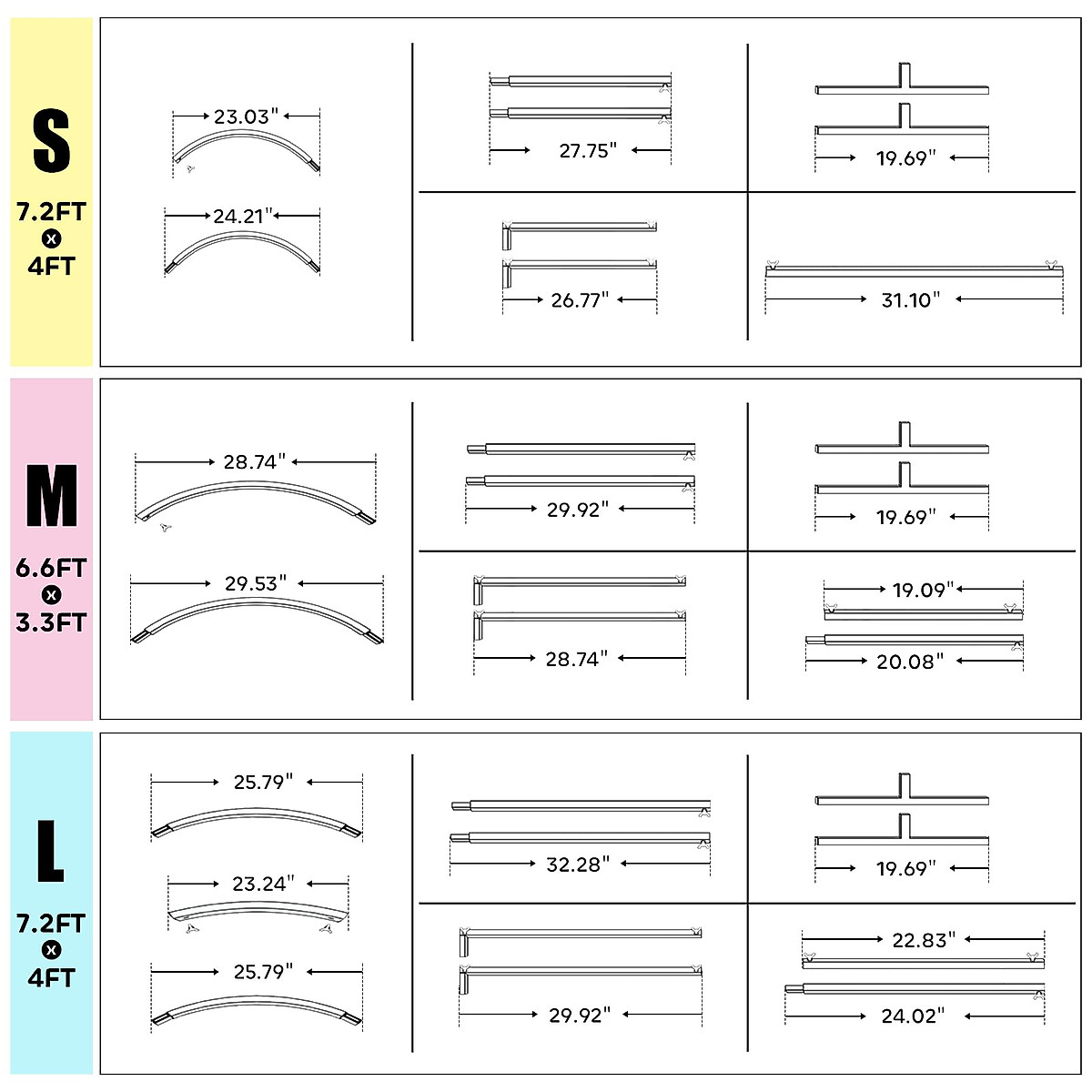 Toolterritary Metal Arch Backdrop Stand and Cover Set, 7.2FT, 6.6FT, 6FT Wedding Arch Frame, Easy to Assemble, Gold Arch Stand for Birthday, Party, Baby Shower, Graduation Ceremony