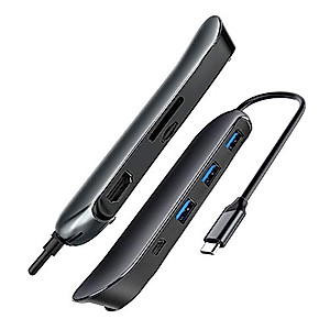 XUNMAIFHB Portable Docking Station,Type-c hub Docking Station USB3.0 Splitter Gigabit Ethernet Port SDTF hub PD Fast Charge, TF/SD Card Slot, HDMI, Type-c Charging Port Fast Transmission