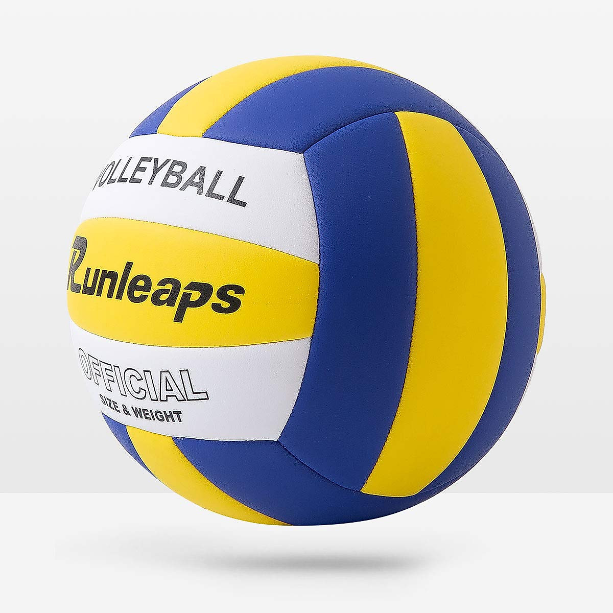 Runleaps Volleyball, Waterproof Indoor Outdoor Volleyball for Beach Game Gym Training, Official Size 5 (Blue-Yellow-White)