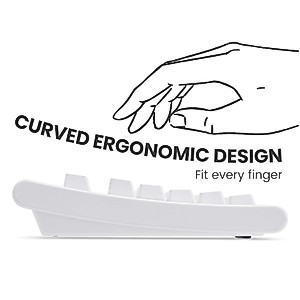 Perixx PERIBOARD-106 US W, Performance wired keyboard - 20 Million Key Press Life - Full Size 17.9"x6.6"x1.7" - White