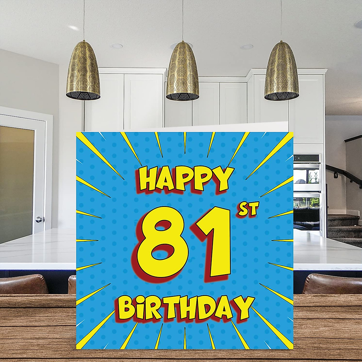 Fun 81st Birthday Cards for Men Woman - Comic Book - Happy Birthday Card for Great Grandpa Grandma Nanny Dad Papa Mom Pop Pops Aunt Uncle Gran, 5.7 x 5.7 Inch Greeting Cards, 81st Birthday Card