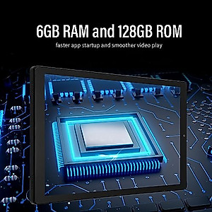 Haofy 10.1 Inch Tablet, MT6735 Deca Core 2 in 1 Tablet PC 6GB RAM 128GB ROM 256GB Expandable Dual Speakers for Android 12 for Work (US Plug)