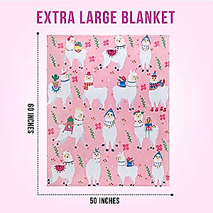 Llama Throw Blanket, Adorable Super-Soft Extra-Large Llama Blanket for Girls, Women, Teens, Kids, Baby, and Children, Cute Fleece Llama Blanket (50in x 60in) Warm and Cozy Throw for Bed Crib or Couch