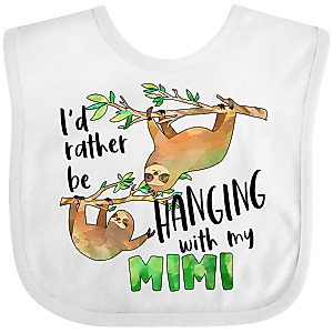 inktastic Id Rather Be Hanging with My Mimi- Cute Sloths Baby Bib White 3b51e