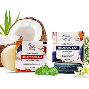 Solid Shampoo and Conditioner Bar set for Oily Hair- Keep Oil In Control And Enhance Healthier Strands The Natural Way -Solid All Natural Bars - Eco-Friendly, Sulfate Free, Zero Plastic -Men, Women &
