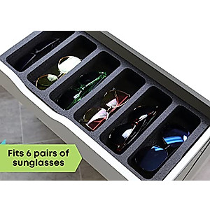 Polar Whale Sunglasses Drawer Organizer Tray Insert for Home Bedroom Bathroom Vanity Dresser Counter Table Waterproof Washable Black Foam 6 Compartment 8.25 x 18 Inches