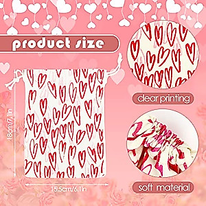EYNDYN 30Pieces Heart Canvas Gift Bags with Drawstring Valentines Day Bag Wedding Wrapping Bags for Valentines Day, Weddings Anniversary, Baby Showers, Bridal Party Favors