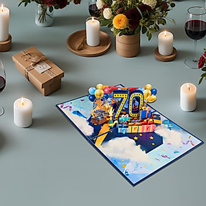 Magic Ants 70th Birthday Card, Fashion Pop Up Card, Laser Cut, 5.9x7.9in