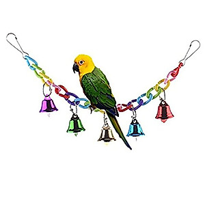 Hypeety Hamster Parrot Hanging Ladder Bridge Cage Swing Acrylic Chew Perch Metal Bell Birds Toy Accessories