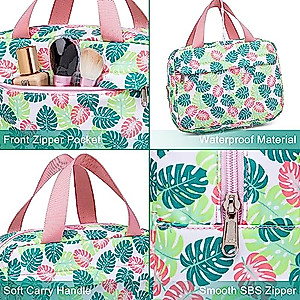 BTOOP 2 Pcs Makeup Bag Large Travel Cosmetic Tote Bags Cute Makeup Pouch Toiletry Handle Purse Organizer Set for Women (Turtle back-Pink green)