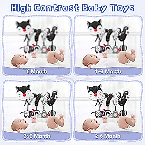 FPVERA Car Seat and Stroller Toys - Black and White Car Seat Toy High Contrast Baby Toys, Baby Plush Spiral Activity Toy for Crib Mobile, Newborn Sensory Toy Best Gift for 0 3 6 9 12 Months Infants