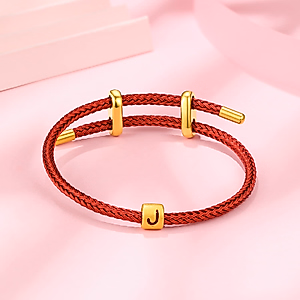 ZHOU LIU FU Solid Gold Charms Bracelets Letters Bracelet Beads 24k Gold Jewelry Charm for Necklaces Bracelets Pendants A B C D E F G H I J K L M N O P Q R S T U V W X Y Z Moon Star Crown Heart (J)