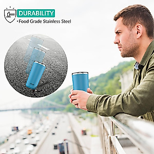 The Clean Hydration Co Insulated Stainless Steel Travel Mug Cup | Double Wall Ceramic Tumbler | No Metal Taste in Coffee Tumbler 20 Oz | Aqua