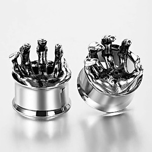 TBOSEN 4 Pairs Mixed Style Stainless Steel Tunnel Ear Plugs Stretching Expander Gauges Piercing Large Ear Gauges Kit 2g - 5/8" inch